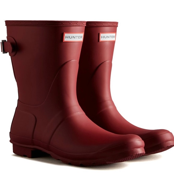 Hunter | Shoes | Like New Matte Red Adjustable Back Hunter Rain Boots ...